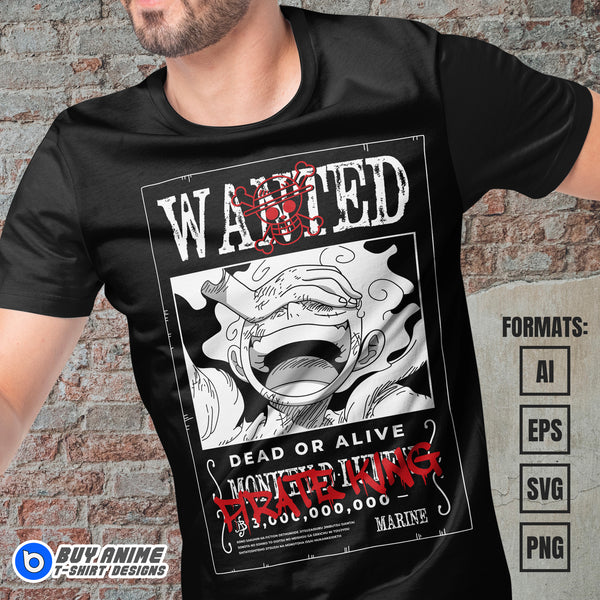 Luffy Gear 5 One Piece Anime Vector T-shirt Design Template #2 – www ...