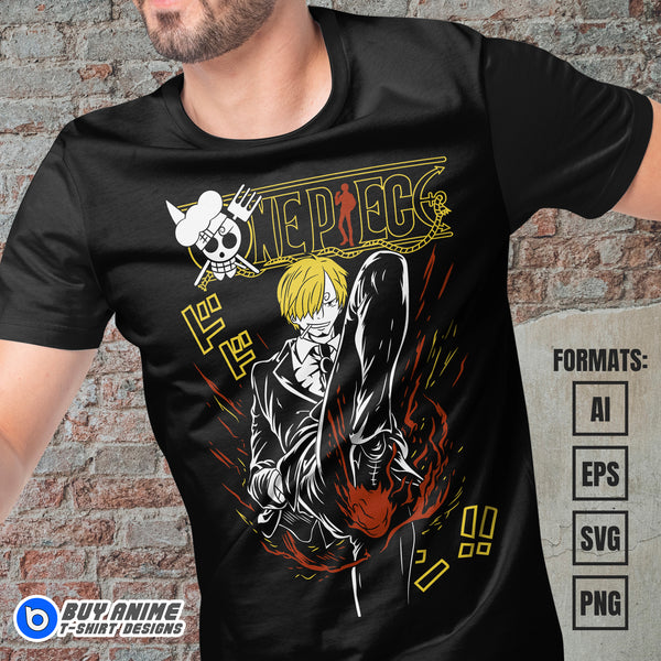 Sanji One Piece Anime Vector T-shirt Design Template – www ...