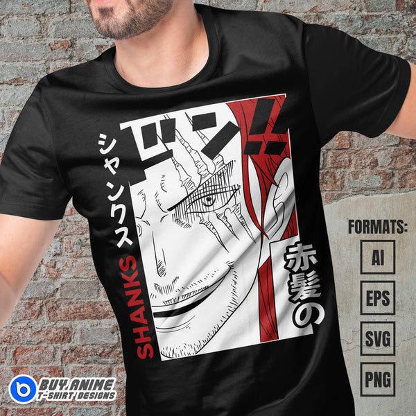Shanks One Piece Anime Vector T-shirt Design Template – www ...