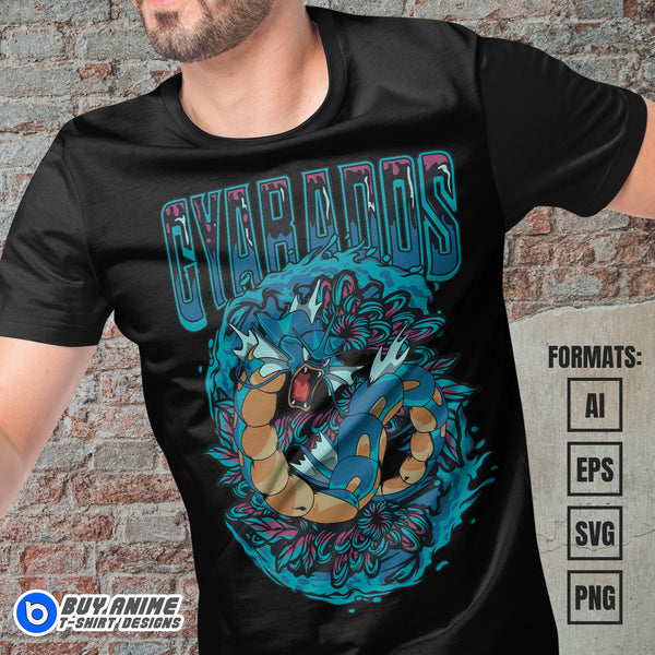 Gyarados Pokemon Anime Vector T-shirt Design Template – www ...