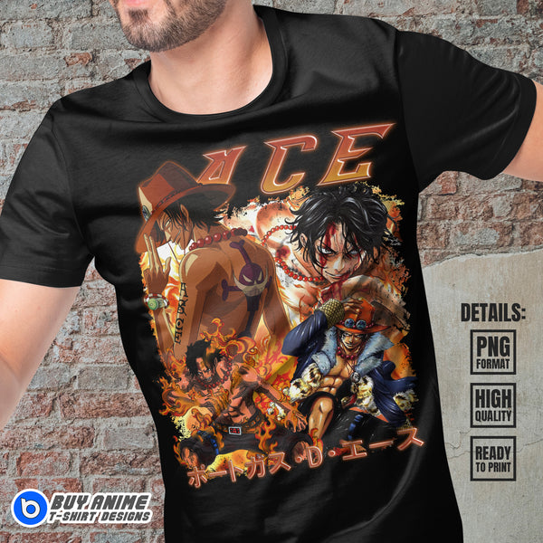 Premium Portgas D Ace One Piece Anime Bootleg T-shirt Design – www ...