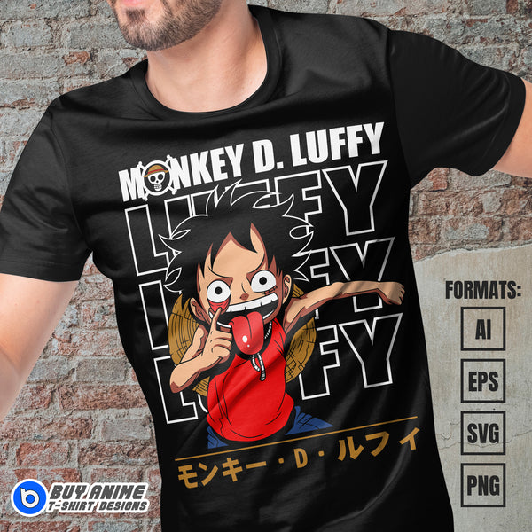 Premium Luffy One Piece Anime Vector T-shirt Design Template #17 – www ...