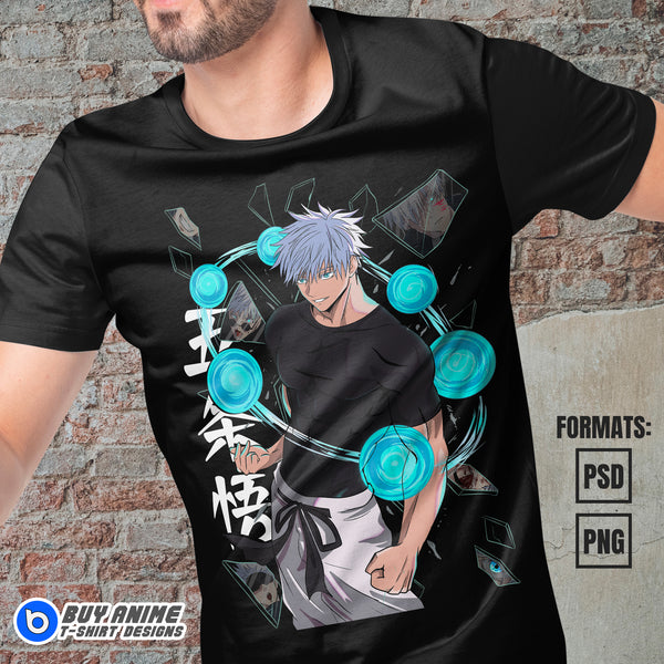 Premium Satoru Gojo Jujutsu Kaisen Anime Vector T-shirt Design Templat ...