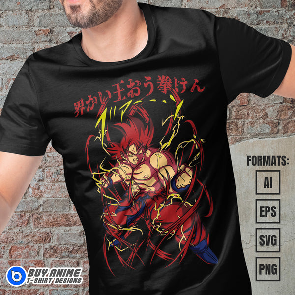 Premium Goku Kaio-ken Dragon Ball Anime Vector T-shirt Design Template ...