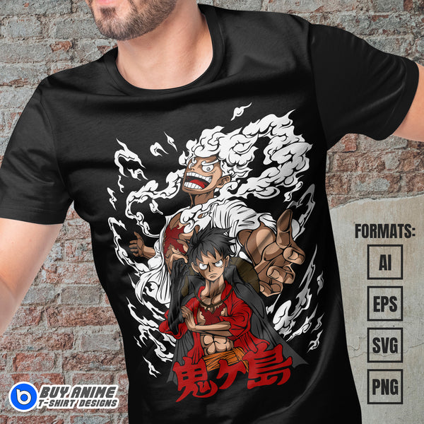 Premium Luffy Gear 5 One Piece Anime Vector T-shirt Design Template #3 ...