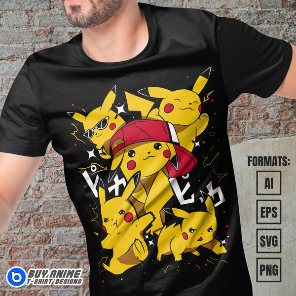 Premium Pikachu Pokemon Anime Vector T-shirt Design Template #6 – www ...