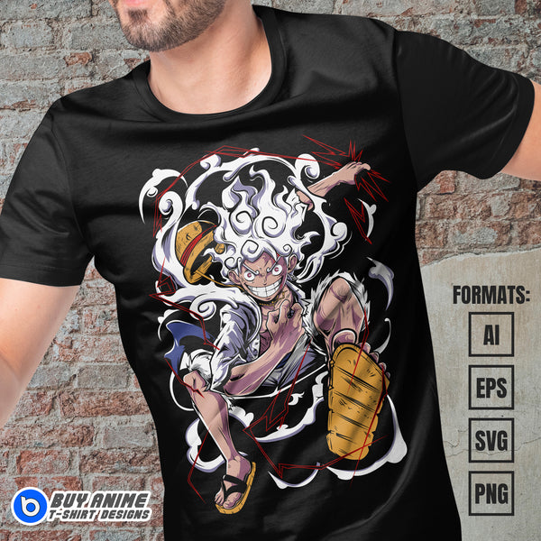 Premium Luffy Gear 5 One Piece Anime Vector T-shirt Design Template #3 ...