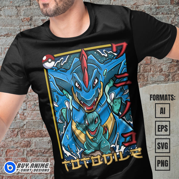 Premium Totodile Pokemon Anime Vector T-shirt Design Template – www ...