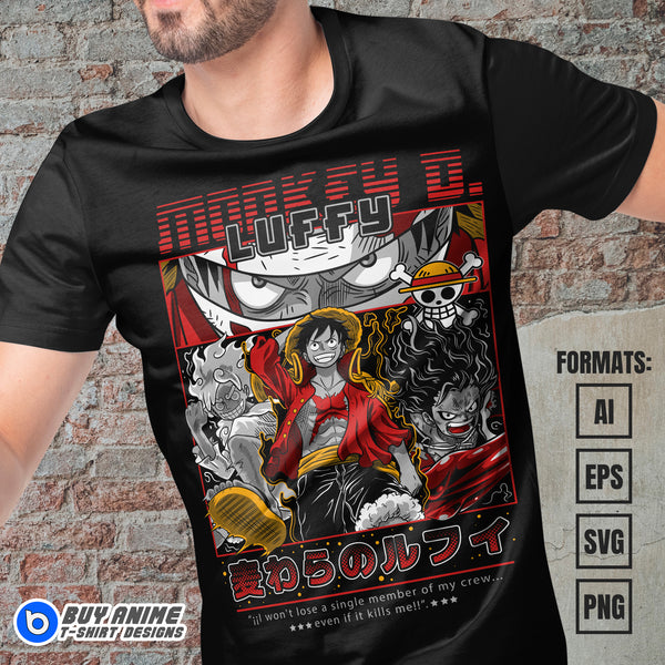 Premium Luffy One Piece Anime Vector T-shirt Design Template #26 – www ...