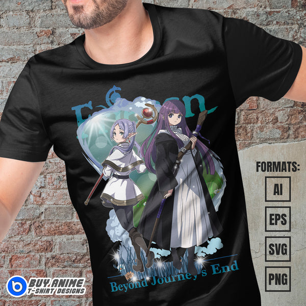 Premium Fern x Frieren Beyond Journeys End Anime Vector T-shirt Design ...