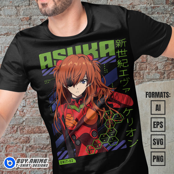 Premium Asuka Neon Genesis Evangelion Anime Vector T-shirt Design Temp ...