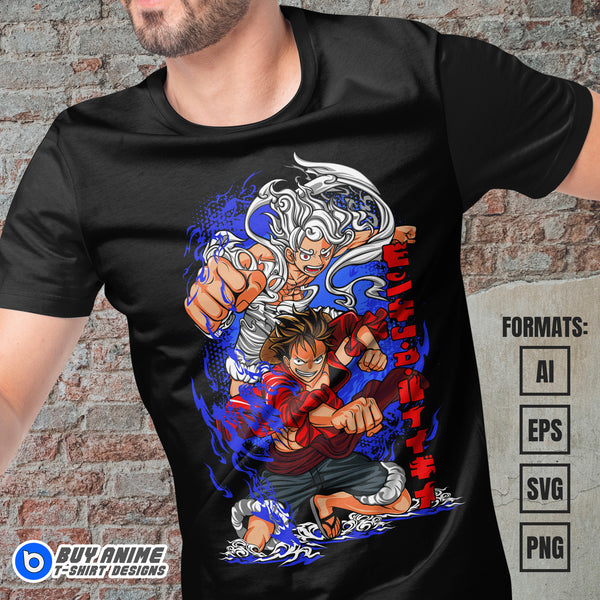Premium Luffy One Piece Anime Vector T-shirt Design Template #6 – www ...