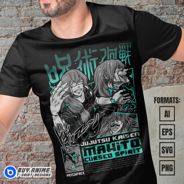 Premium Mahito Jujutsu Kaisen Anime Vector T-shirt Design Template ...