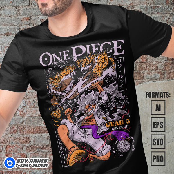 Premium Lucci x Luffy One Piece Anime Vector T-shirt Design Template ...