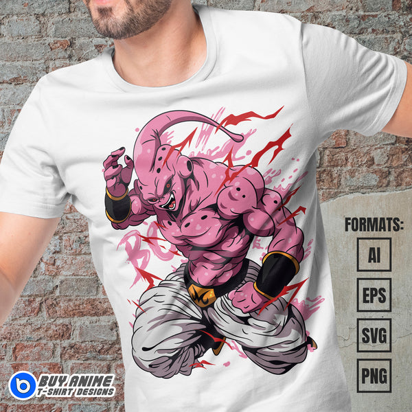 Premium Majin Boo Dragon Ball Anime Vector T-shirt Design Template #3 ...