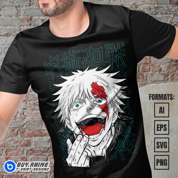 Premium Satoru Gojo Jujutsu Kaisen Anime Vector T-shirt Design Templat ...