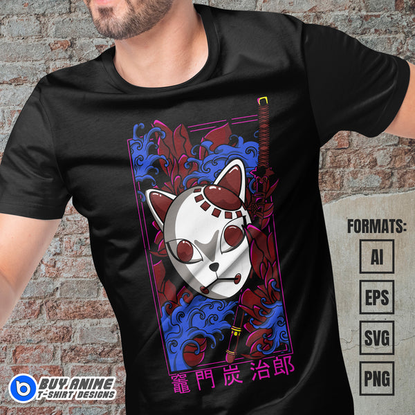 Premium Tanjiro Kamado Demon Slayer Anime Vector T-shirt Design Templa ...