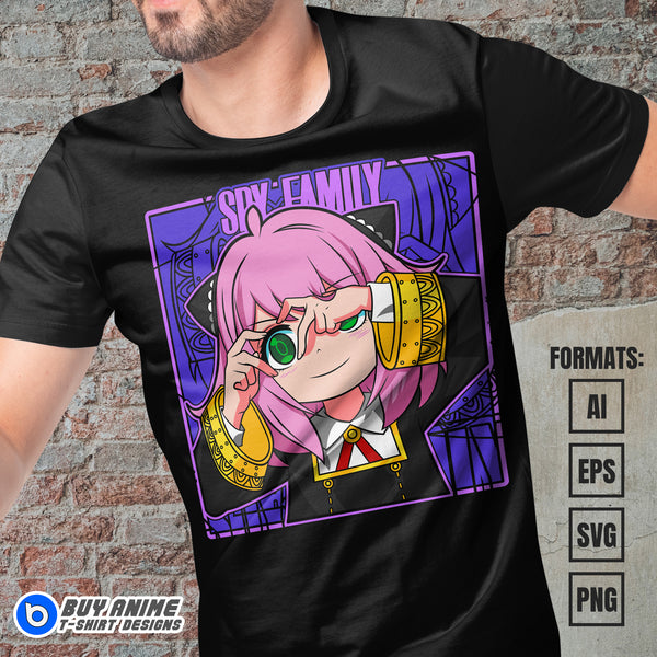 Premium Anya Forger Spy x Family Anime Vector T-shirt Design Template ...