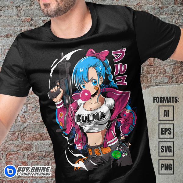 Premium Bulma Dragon Ball Anime Vector T-shirt Design Template #9 – www ...