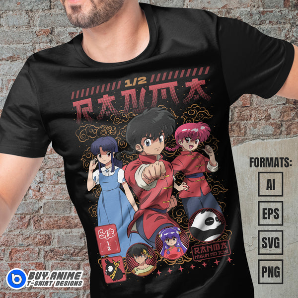 Premium Ranma 1/2 Anime Vector T-shirt Design Template #6 – www ...