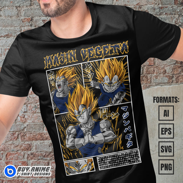 Premium Majin Vegeta Dragon Ball Anime Vector T-shirt Design Template ...