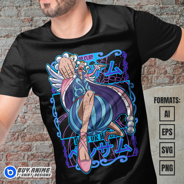 Premium Bon Clay One Piece Anime Vector T-shirt Design Template – www ...