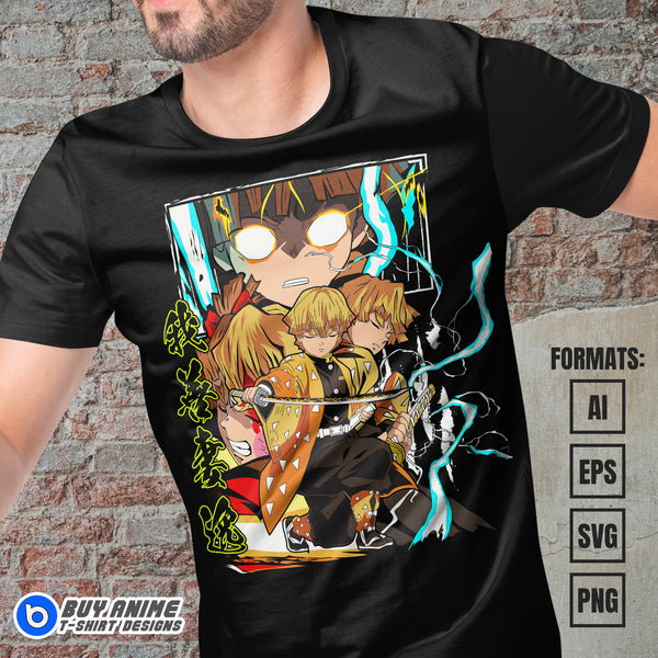 Premium Zenitsu Demon Slayer Anime Vector T-shirt Design Template #8 ...