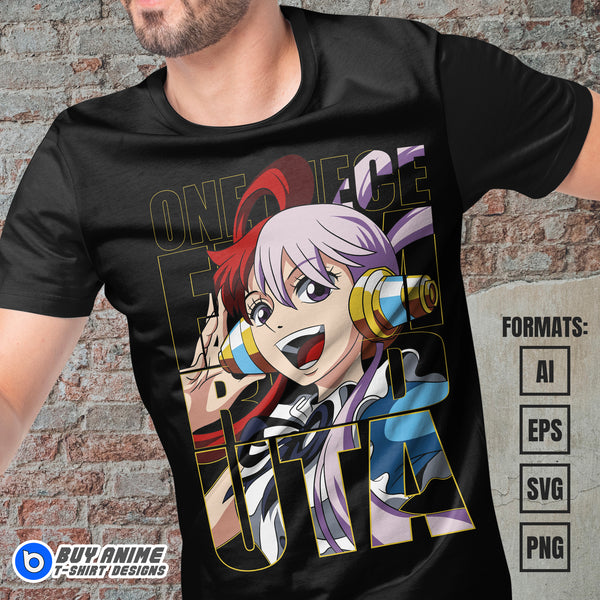 Premium Uta One Piece Anime Vector T-shirt Design Template – www ...