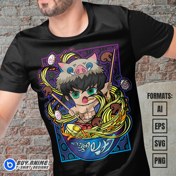 Premium Inosuke Demon Slayer Anime Vector T-shirt Design Template #13 ...