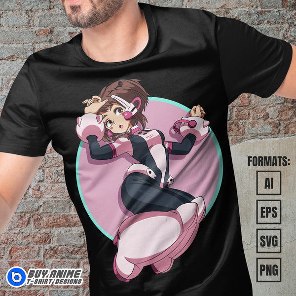 Premium Ochako My Hero Academia Anime Vector T-shirt Design Template ...