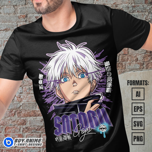 Premium Satoru Gojo Jujutsu Kaisen Anime Vector T-shirt Design Templat ...