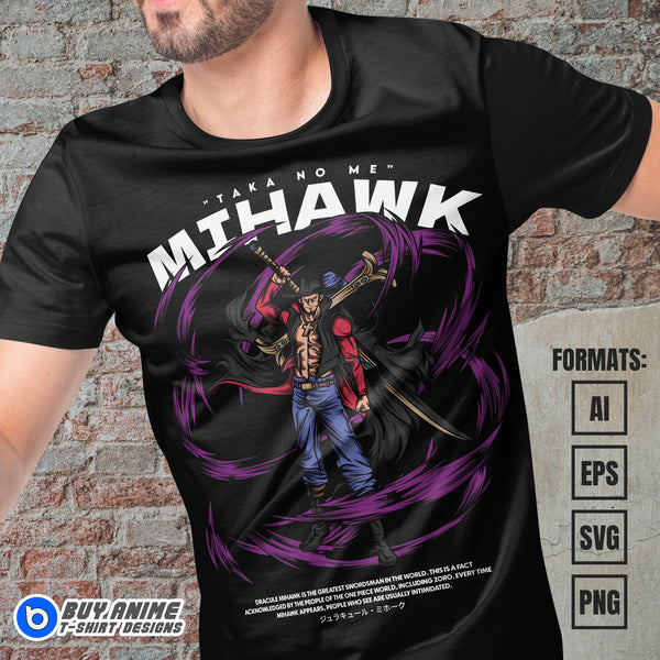 Premium Mihawk One Piece Anime Vector T-shirt Design Template – www ...