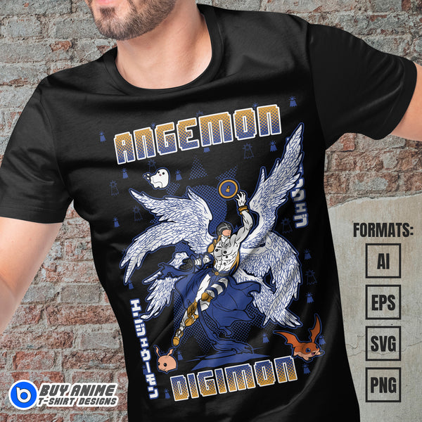 Premium Angemon Digimon Anime Vector T-shirt Design Template #2 – www ...