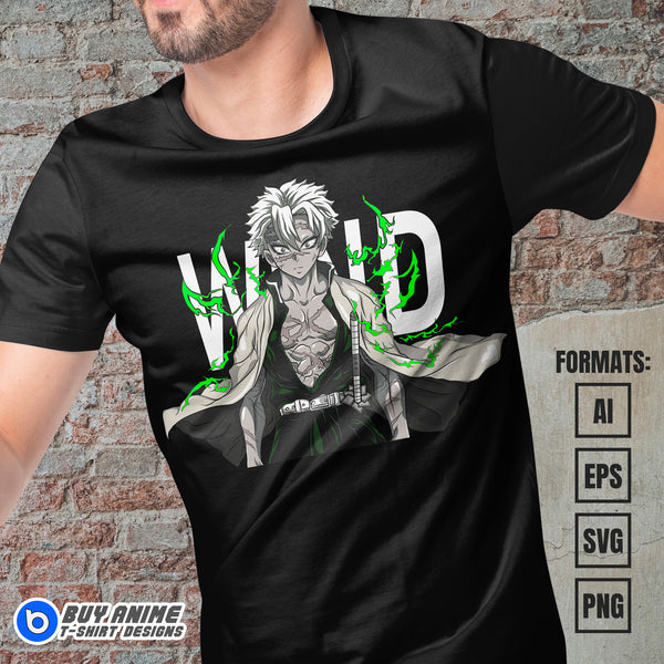 Premium Sanemi Demon Slayer Anime Vector T-shirt Design Template #8 ...