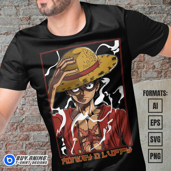 Premium Luffy One Piece Anime Vector T-shirt Design Template #7 – www ...