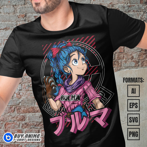 Premium Bulma Dragon Ball Anime Vector T-shirt Design Template – www ...