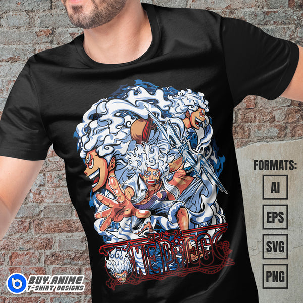 Premium Luffy Gear 5 One Piece Anime Vector T-shirt Design Template #1 ...