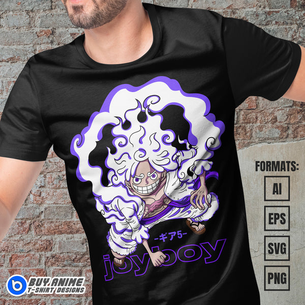 Premium Luffy Gear 5 One Piece Anime Vector T-shirt Design Template #1 ...