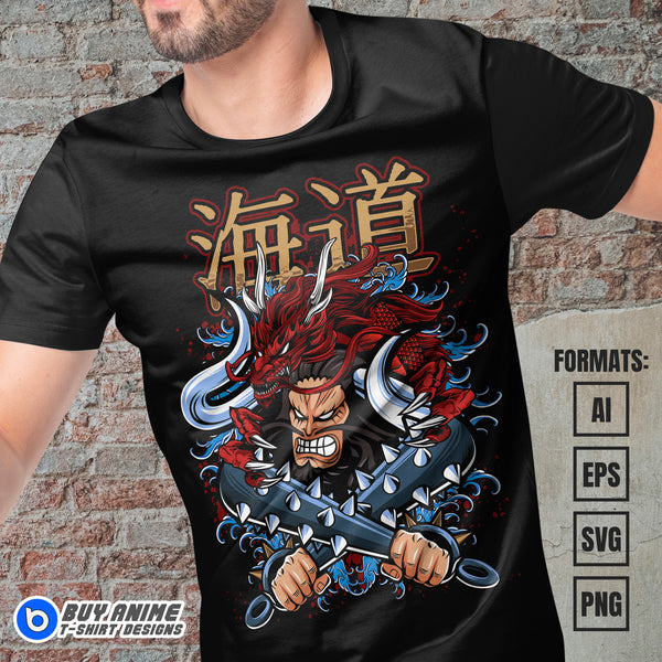 Premium Kaido One Piece Anime Vector T-shirt Design Template #3 – www ...