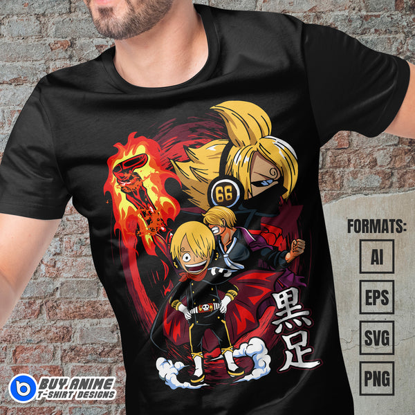 Premium Sanji One Piece Anime Vector T-shirt Design Template #4 – www ...