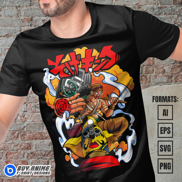 Premium Usopp One Piece Anime Vector T-shirt Design Template #2 – www ...