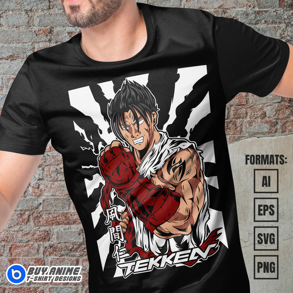 Premium Jin Kazama Tekken Vector T-shirt Design Template – www ...