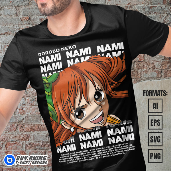 Premium Nami One Piece Anime Vector T-shirt Design Template #3 – www ...