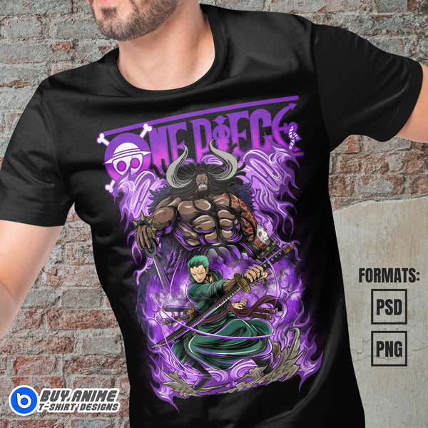 Premium Kaido x Zoro One Piece Anime Vector T-shirt Design Template ...