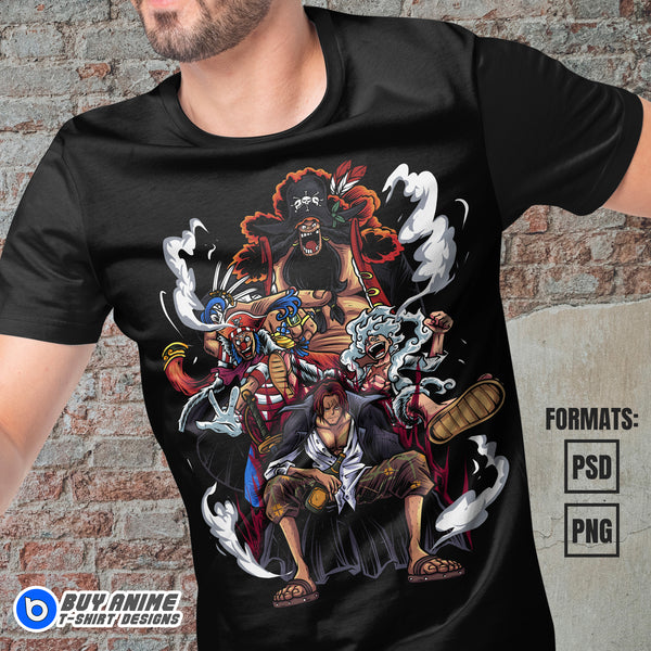 Premium One Piece Four Emperors Anime Vector T-shirt Design Template ...