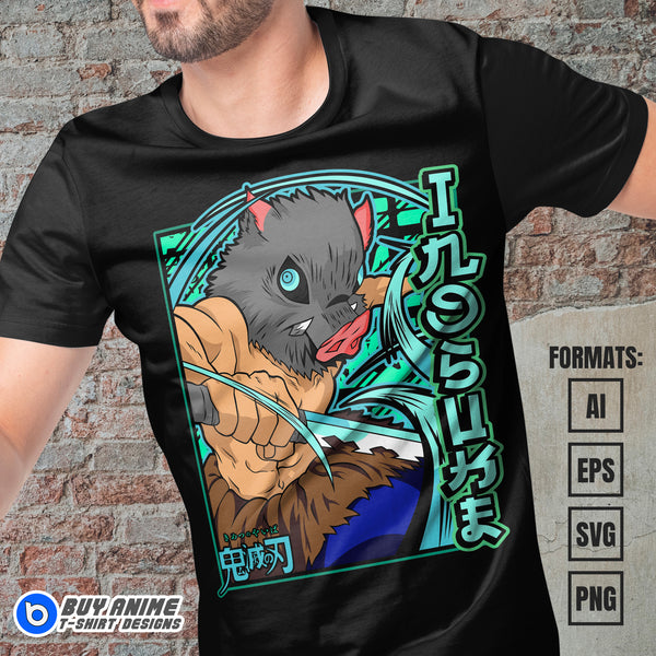 Premium Inosuke Demon Slayer Anime Vector T-shirt Design Template #8 ...