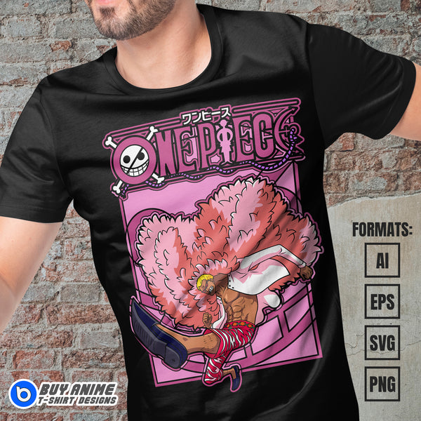 Premium Doflamingo One Piece Anime Vector T-shirt Design Template #7 ...