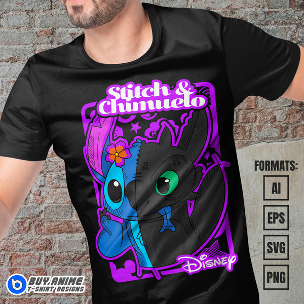 Premium Stitch x Chimuelo Vector T-shirt Design Template – www ...
